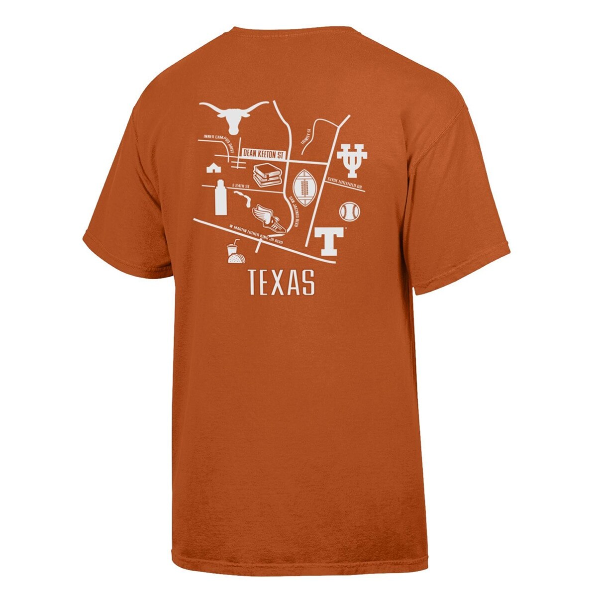Texas Longhorns Campus Map ComfortWash Tee – University Co-op