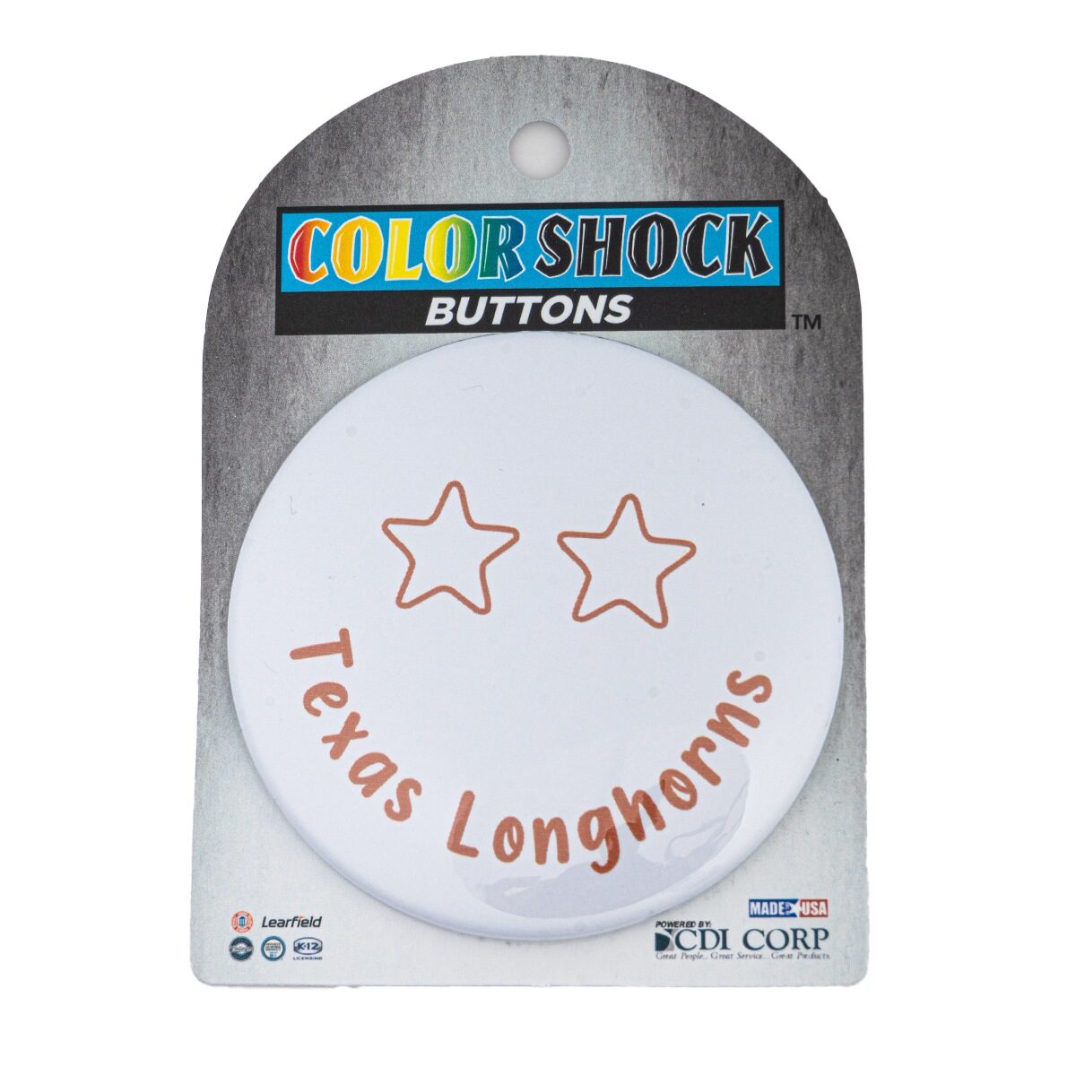 Texas Longhorns Star Smiley Button - 3" | University Co-op
